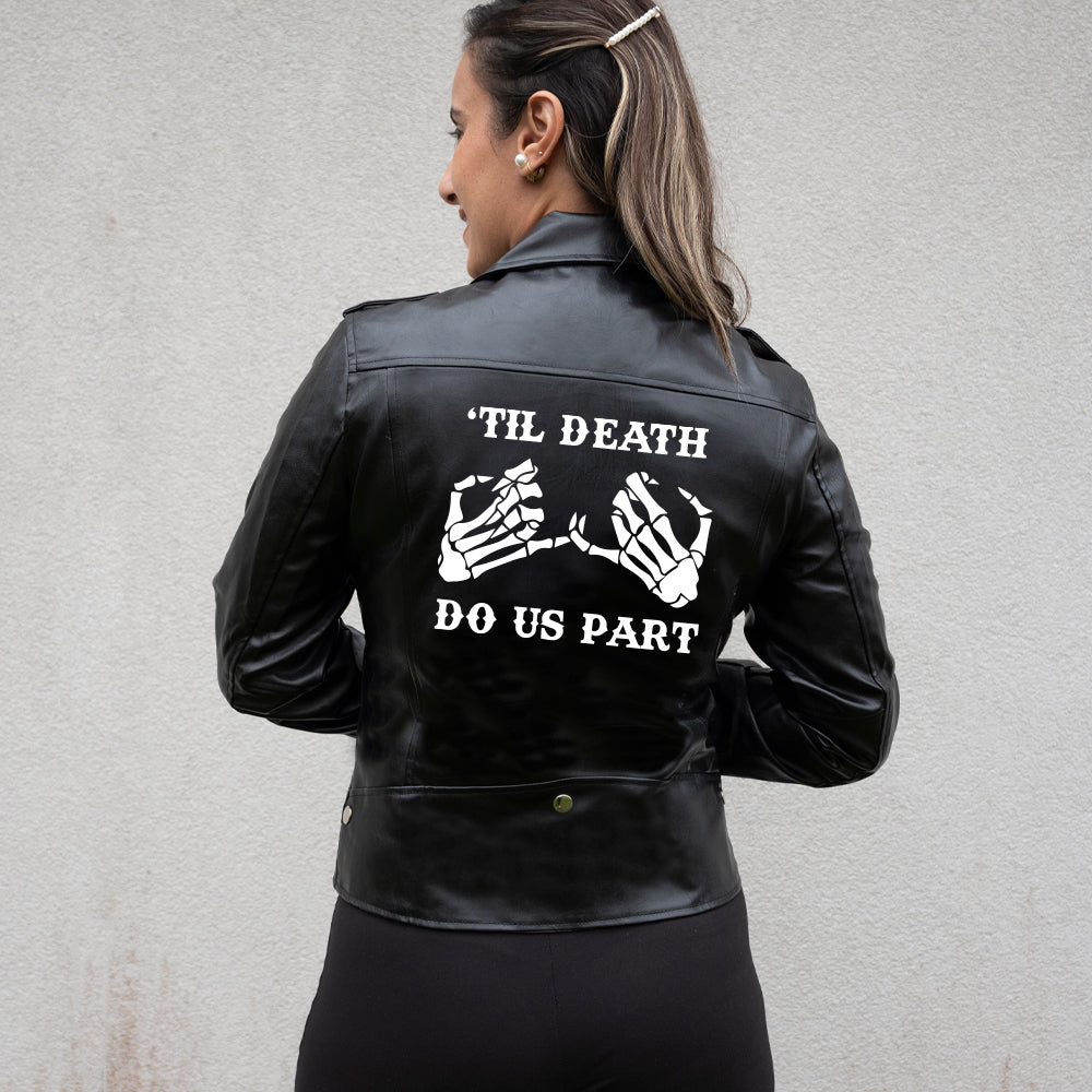 (Faux Leather) Black Till Death Jacket – Custom Bridal Leather Wear ...