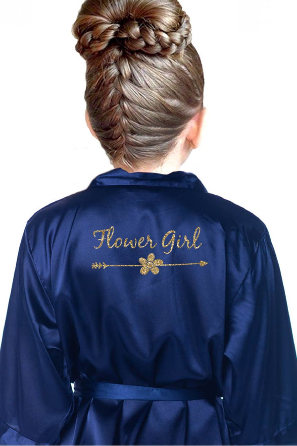 Arrow Style Flower Girl Robe - Satin Kimono Robe – PrettyRobes.com