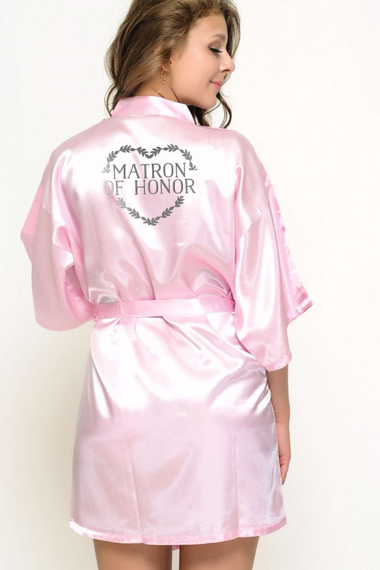 Matron of Honor Robe Heart Wreath Style - Satin Robes – PrettyRobes.com